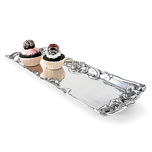 Arthur Court Designs Aluminum Fleur-De-Lis Oblong Tray Food Serving 17 inch x 6 inch