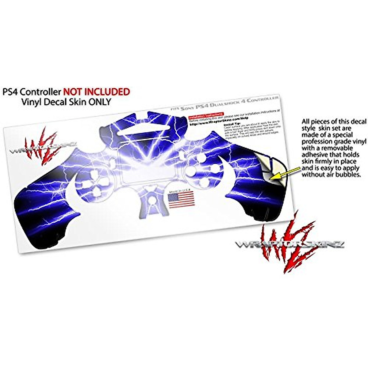 WraptorSkinz Skin Compatible with Sony PS4 Dualshock Controller PlayStation 4 Original Slim and Pro Lightning Blue (Controller NOT Included)