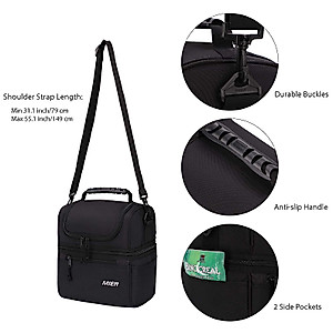 MIER 2 Compartment Lunch Bag Small Lunch Box Bundle