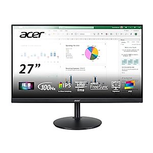 Acer CB272 Ebmiprx 27" FHD 1920 x 1080 Zero Frame Home Office Monitor | AMD FreeSync | 1ms VRB | 100Hz | 99% sRGB | Height Adjustable Stand with Swivel, Tilt & Pivot (Display Port, HDMI & VGA Ports)