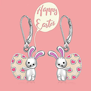 Easter Earrings Bunny Earrings for Women Sterling Silver Cute Rabbit Earrings Bunny Easter Egg Dangle Jewelry Charms Holiday Gifts