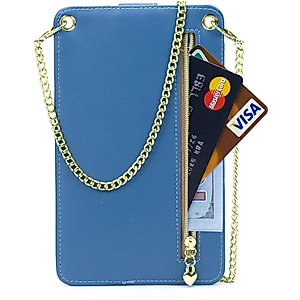JIEGUB Cell Phone Purse Small Crossbody Bags for Women PU Leather Phone Pouch Card Slot Holder Wallet Case for 14 13 12 11 XR XS 8 7 Samsung Galaxy S22 S21 S20 S10 S9 S8 A13 A32 A42 A02S-Blue