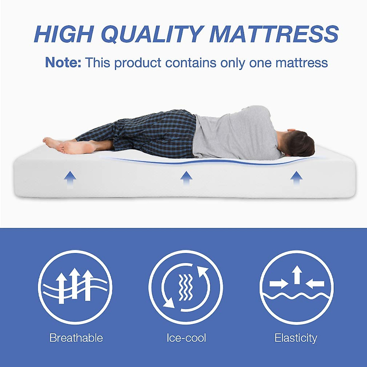 HHS 8 Inch Mattress Twin Bed Mattress Single Memory Foam Mattress in a Box CertiPUR-US Certified Queen Mattress for Cool Sleep & Pressure Relief Medium Firm Innerspring Hybrid Mattress
