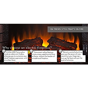 Canyon Heights Faux Stacked Stone Electric Fireplace - White