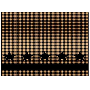 Retro Country Star Area Rug, Brown Black Buffalo Plaid Decorative Rug, Easy Clean Carpet with Anti-Slip Backing for Bedroom Living Room Dining Room Office 3ftx2ft