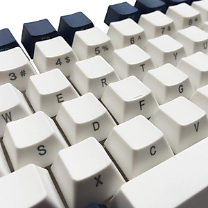 Happy Balls PBT Keycaps Side/Front Print Keycap Set Semi Profile Non-Backlit Thick Cherry MX Key Caps with Key Puller for 60%/87 TKL/104/108 MX Switches Mechanical Keyboard (Navy Blue Plus)