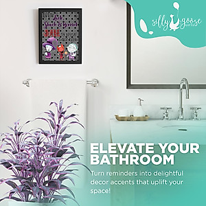 Silly Goose Gifts Character Themed Bathroom Wall Art Print Set - Even A Nightmare Will Brush Teeth Take A Bath Wash Hands- Funny Jack & Sally Bath Reminders Picture Decor