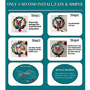 Wind Spinners Garden Decor Hummingbird Wind Spinner Outdoor Metal Hanging Mandala Decor-Wind Spinners for Yard and Garden Patio Porch,Garden Wind Spinner Hummingbird Gifts Women Men Mom Gift