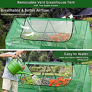 GRAVFORCE Galvanized Raised Garden Bed with Cover, 8x4x2ft Metal Raised Planter Box Outdoor with Greenhouse for Vegetables, Flowers, Herbs, and Fruits, Rectangular Planter Raised Beds Kit for Garden