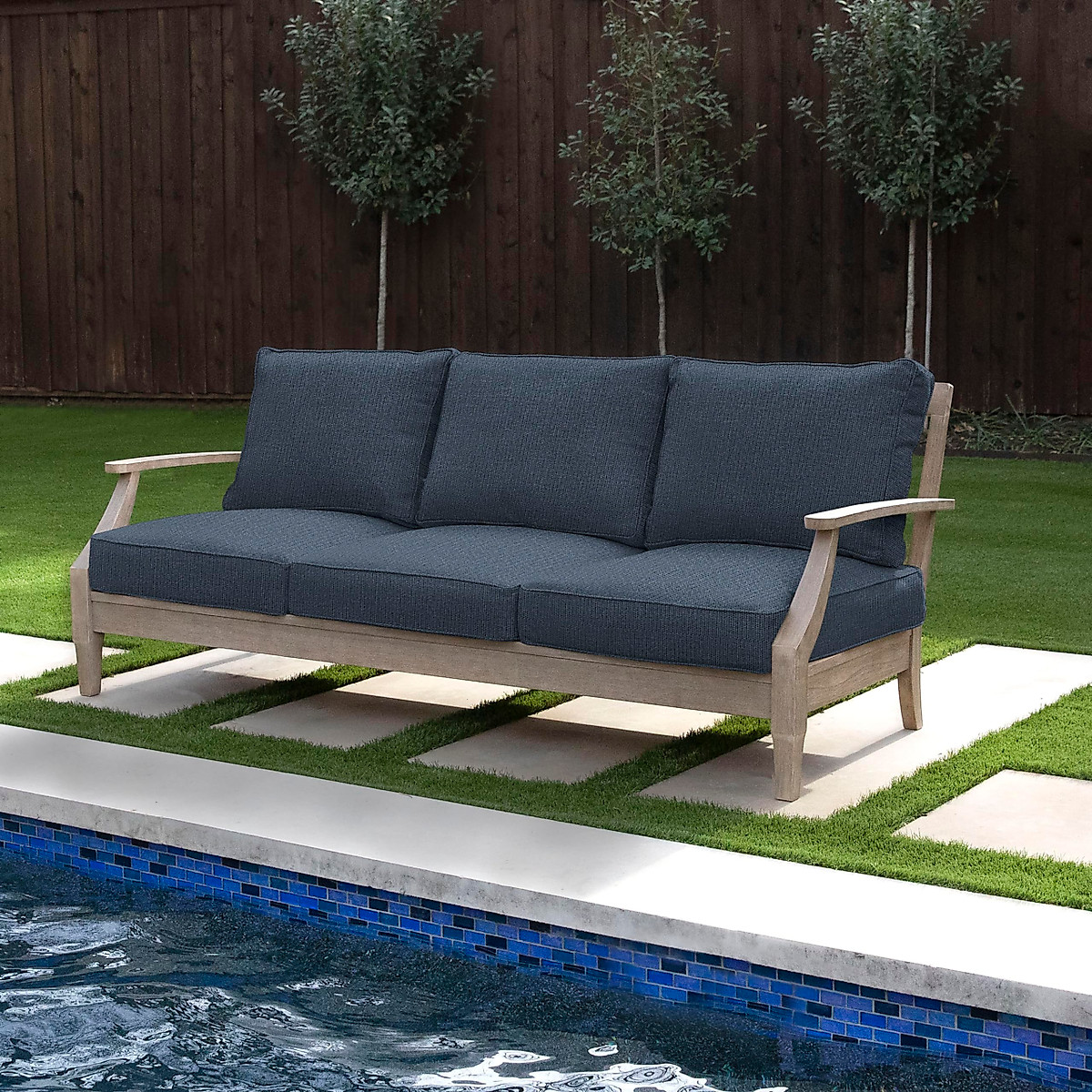 Sorra Home 23 in x 27 in x 5 in Deep Seating Cushion Set-Corded Sofa, Standard, Blue 5 Pound