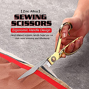 10" Sewing Scissors,Heavy Duty Tailor Scissors Shears for Fabric,Leather,Raw Materials,Dressingmaking,Altering-Professional Upholstery Shears for Dressmakers Students Office Crafting