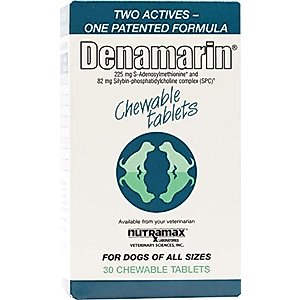 Nutramax Denamarin Liver Health Supplement for Dogs, With S-Adenosylmethionine (SAMe) and Silybin, 30 Chewable Tablets