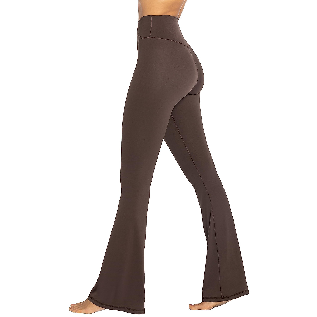 Sunzel Flare Leggings, Crossover Yoga Pants for Women with Tummy Control, High-Waisted and Wide Leg Seal Brown