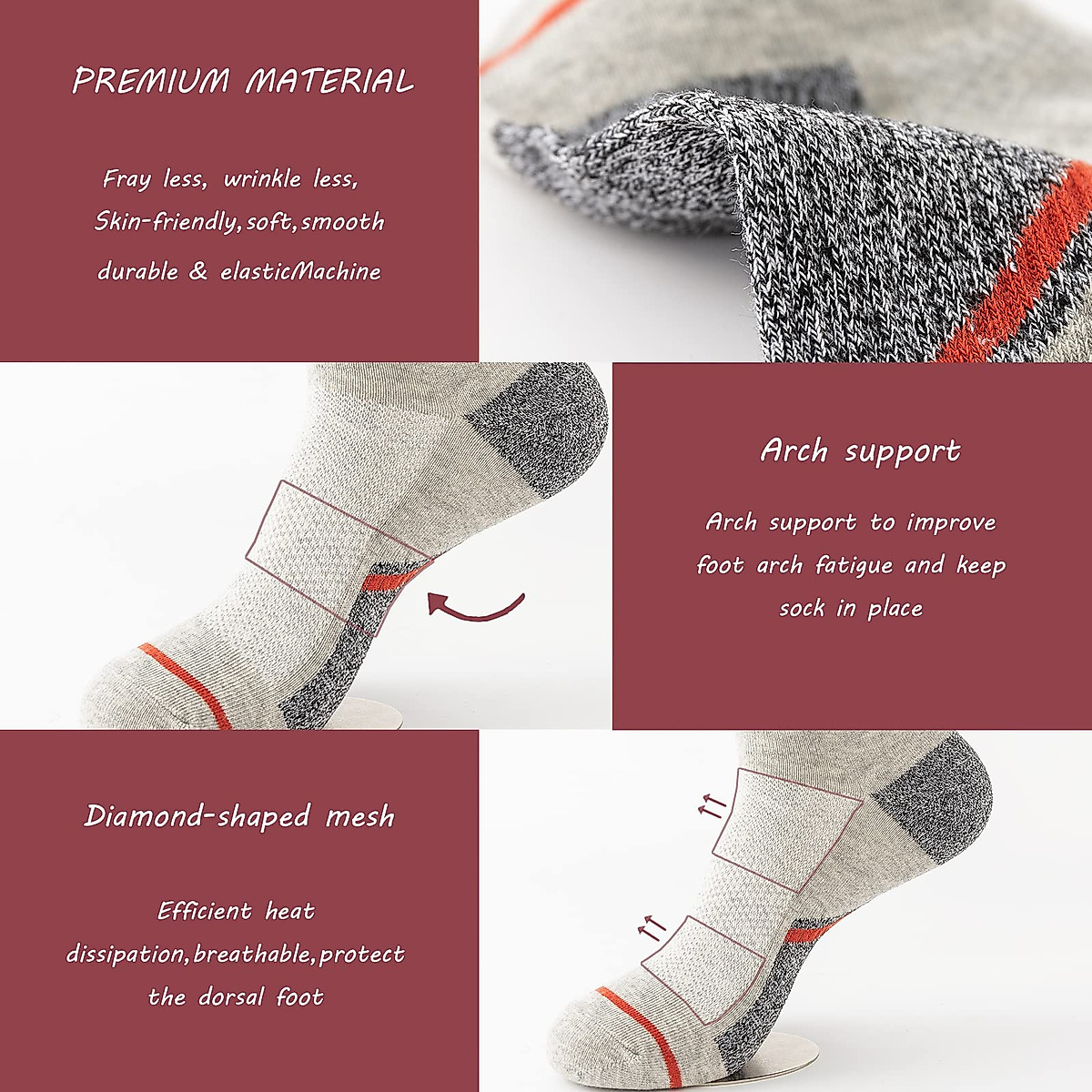 PADFOM Mens Athletic Ankle Socks Low Cut Cushioned Breathable Running Sports Socks 5 Pack