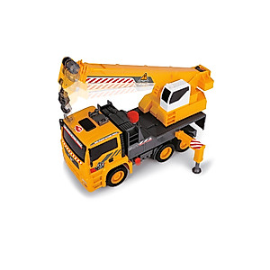 DICKIE TOYS Air Pump Action Mobile Crane Truck, 12", Yellow