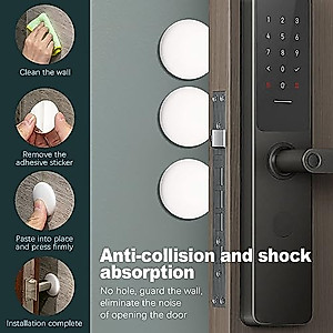 10-Pack Round Door Knob Wall Protector 1.57" White Door Stoppers Wall Protector with Strong Self-Adhesive, Quiet,Shock Absorbing Wall Protectors from Door Knobs for Bedroom, Kitchen, Office