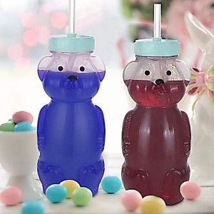 Honey Bear Straw Cups for Babies 1 pack, 8oz straw bear cup with improved safety lid design, honeybear baby cup straw, Leak-Proof & Food-Grade & BPA Free (AQUA)