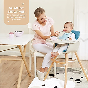 Splat Mat for Under High Chair - Splash Mat | Large 51" x 46" Size | Washable & Water Resistant | Avoid Messes | Multiple Uses | Easy to Wipe | Quick Drying - Comes w/ Carrying case for Floor & Table