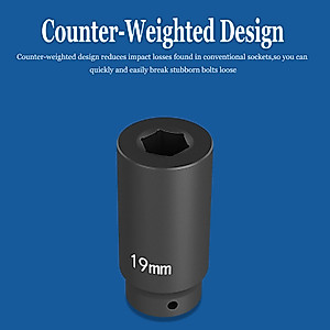 Moker 50mm Crankshaft Crank Pulley Wrench Holder for Honda and Acura Engines (with 19mm Harmonic Balancer Socket), 3 Times Momentum Power of Standard Impact Sockets, Counter-Weighted Socket Tools