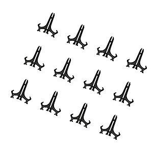 DOITOOL 10pcs Plastic Easel Plate Display Stands Place Card Holder Display Easel Stand for Display Picture Frame Collectibles Desktop Weddings Party Home Decoration Black
