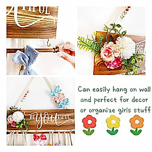 TIMECOSY Bow Holder for Girls Hair Bows and Headbands Bow Organizer and Storage Headband Ribbon Holder for Baby Girl Nursery Decor Hangers (1 Rod, Brown)