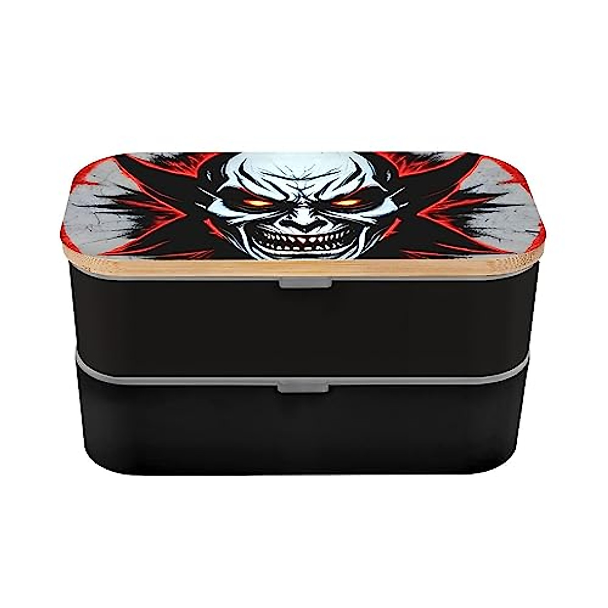 Red And Black Evil Ghost Adult Lunch Box, Bento Box, With Cutlery Set Of 3, 2 Compartments, Rectangular, Lunch Box For Adults