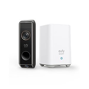 eufy Security Video Doorbell Dual Camera (Battery-Powered) with HomeBase, Wireless Doorbell Camera, Dual Motion and Package Detection, 2K HD, No Monthly Fee, 16GB Local Storage (Renewed)