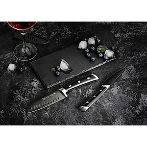 Cangshan S+ Series 1022094 German Steel Forged 2-Piece Titanium Coated Santoku Starter Knife Set with Sheaths, Noir Black