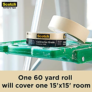 Scotch Contractor Grade Masking Tape, Tan, Tape for General Use, Multi-Surface Adhesive Tape, 1.88 Inches x 60.1 Yards, 3 Rolls