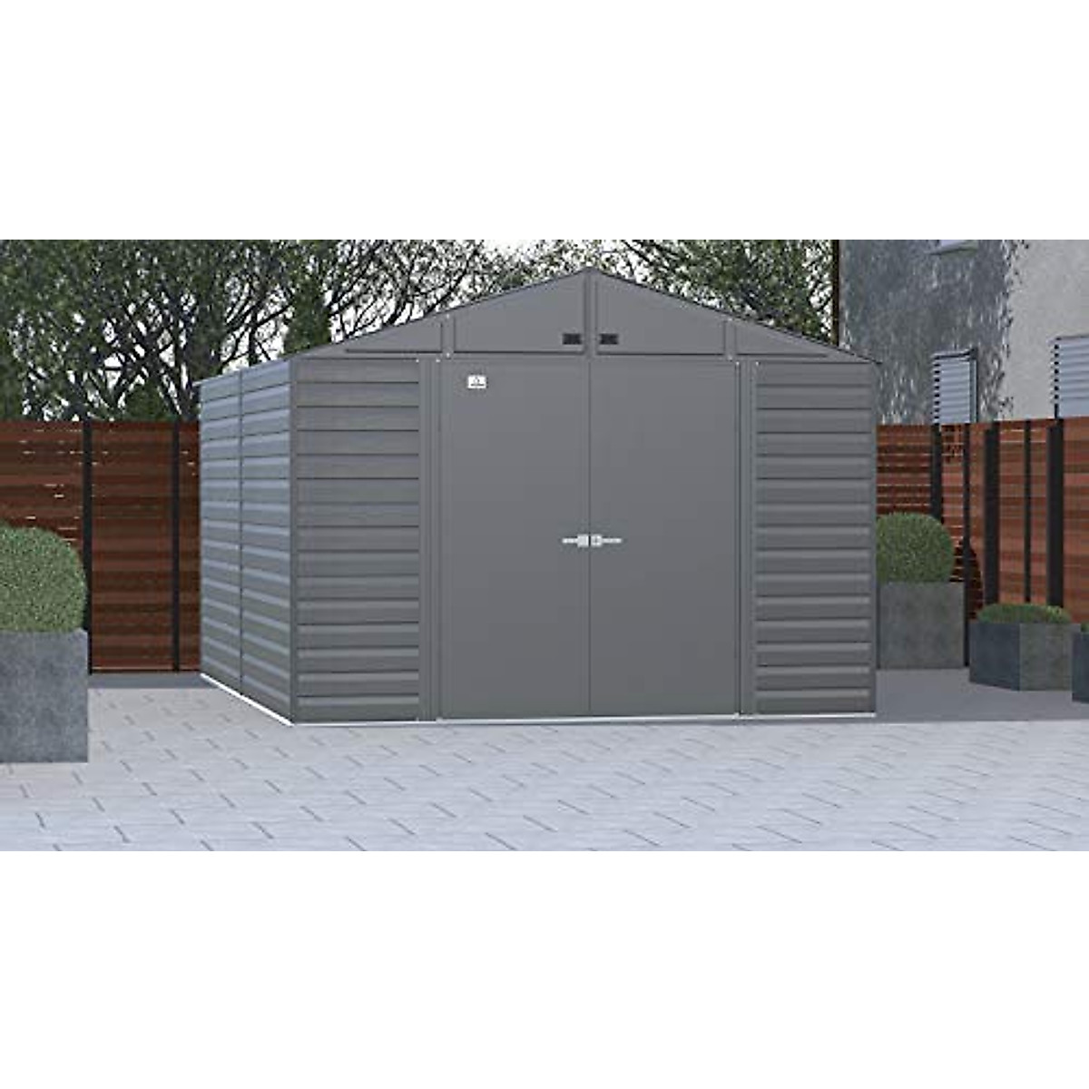 Arrow Shed Select 10' x 14' Outdoor Lockable Steel Storage Shed Building, Charcoal & Floor Frame Kit for Arrow Classic and Select Storage Sheds, Extra Large Sheds