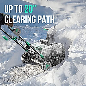 Litheli 2x20V Cordless Snow Blower,20 Inch Battery Powered Snow Thrower with Brushless Motor Electric Snow Remove Machine, 2 x4.0 Ah Batteries & Charger