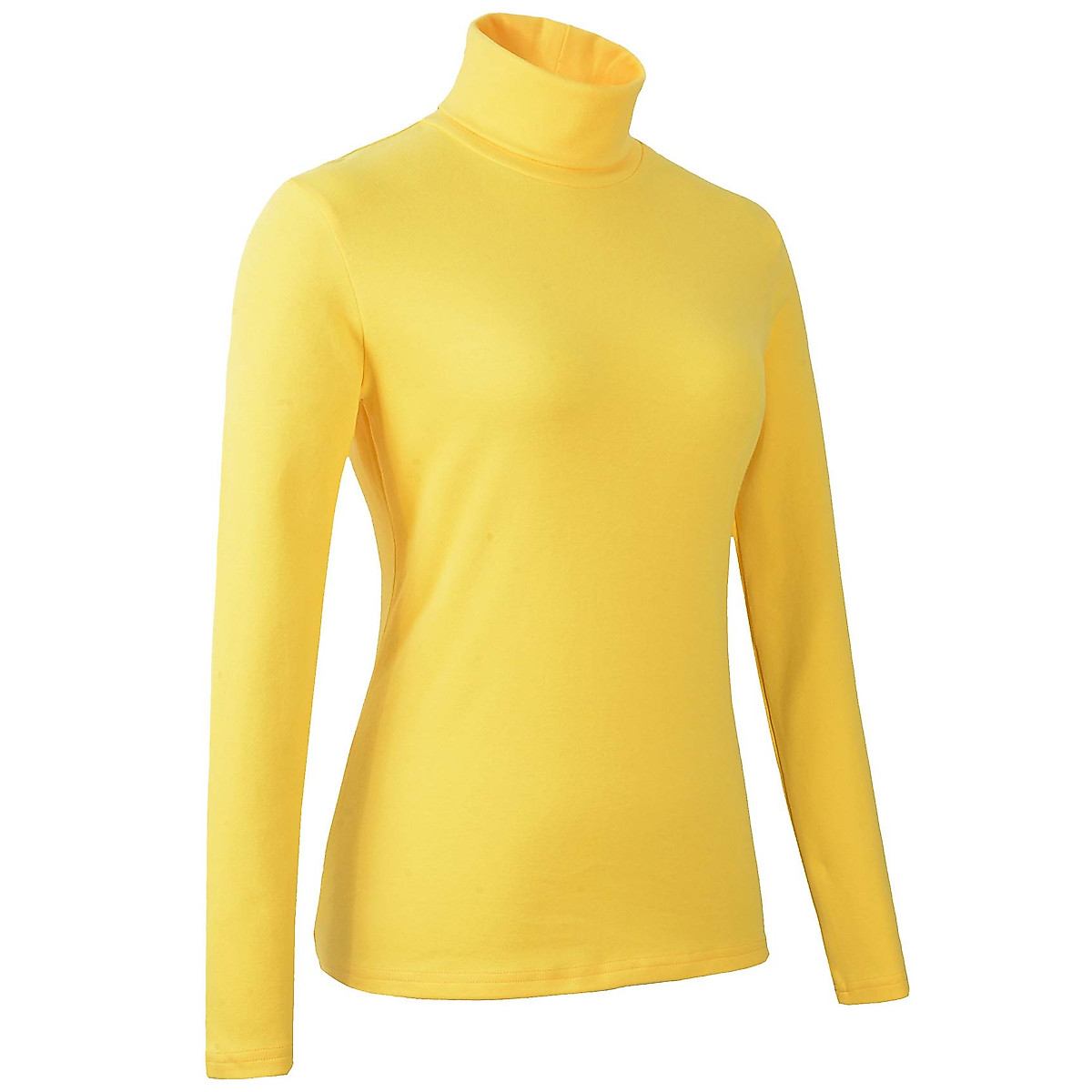 HieasyFit Women's Cotton Basic Thermal Turtleneck Pullover Top(Bright Yellow L)