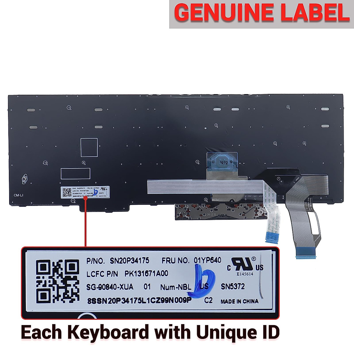 LeFix US Non-Backlit Keyboard Replacement Compatible with Lenovo Thinkpad E580 E585 E590 E595|T590 |L580 L590 |FRUs 01YP560 01YP720 01YP640