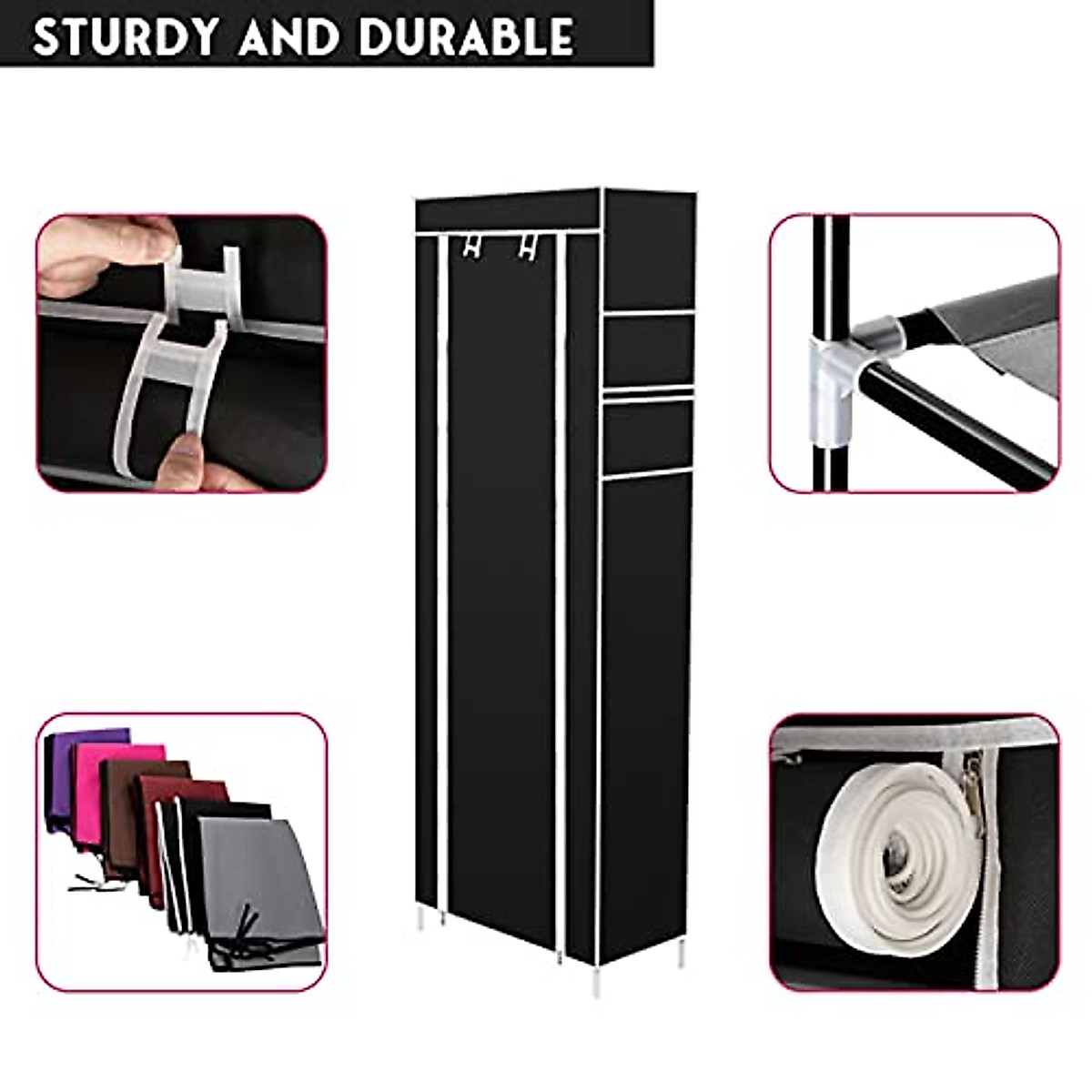 BELANITAS 10 Tier Shoe Rack for Entryway, Closet, Shoe Rack with Covers, Shoe Organizer Shoe Shelf Hold 27-35 Pairs of Shoes for High Heels, Sneakers, Boots and Storage Box, Black