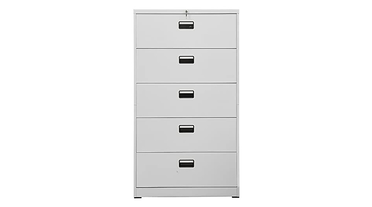 Festnight 5-Drawer Steel Filing Cabinet with Lock - Heavy Duty Storage