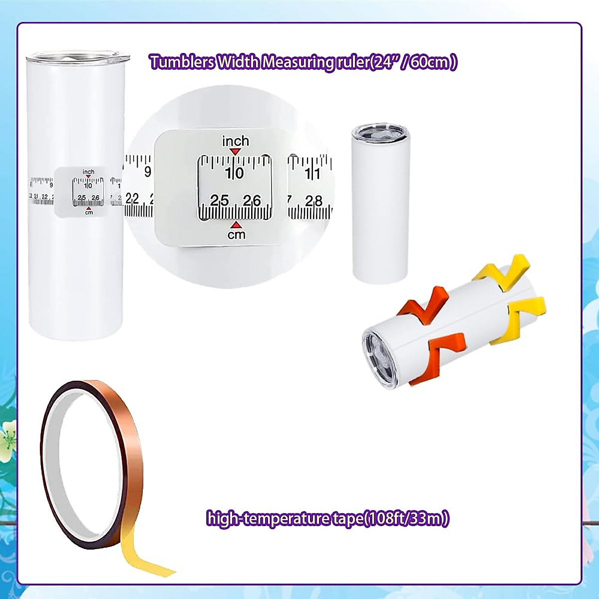 Perfect Sublimation Tumblers Pinch for 20 Oz Tumbler Skinny Straight Sublimation Tumbler Pinch Tool, Clamp for Sublimation Paper and Glass Pinch (2 Pack) (Yellow & Orange)