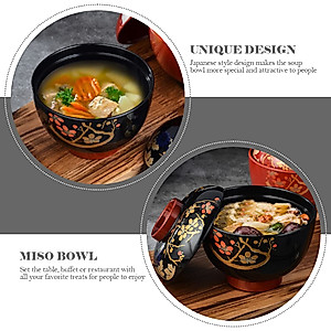 Hemoton Miso Soup Bowl with Lid Japanese Melamine Noodle Bowl Rice Bowl Snack Bowl Dessert Bowl Appetizer Bowl for Home Restaurant 11cm
