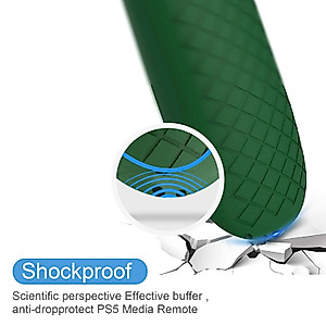 AKNES Silicone Cover for Playstation 5 Media Remote, Protective Skin Sleeve Case for PS5 Remote Control, with Hand Strap, Shockproof, Anti-Slip, Skin-Friendly,Bumper Back Cover - Green