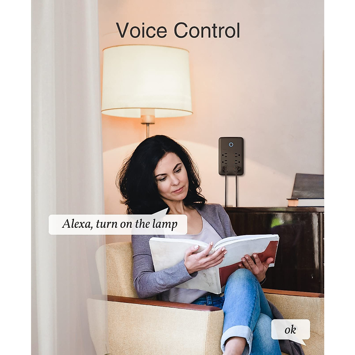 GHome Smart Plug Outlet Extender, USB Wall Charger with 3 Individual Smart Outlets and 3 Smart USB Ports, Works with Alexa Google Home, Surge Protector Plug Extender for APP Control,15A/1800W