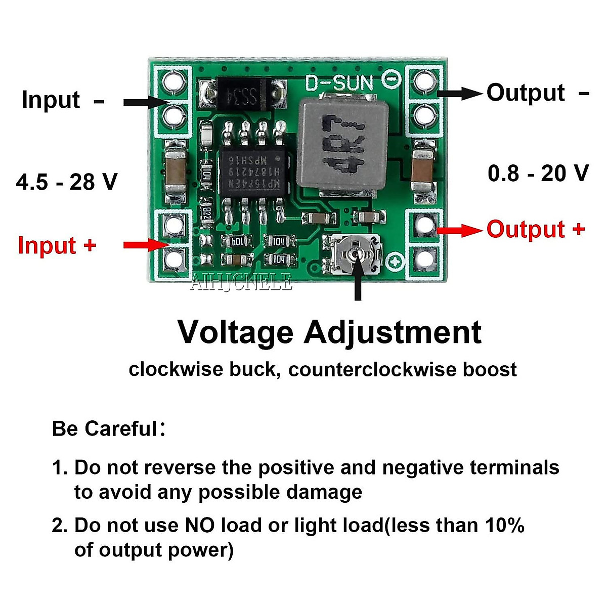 AIHJCNELE 5pcs MP1584 MP1584EN 3A Mini DC-DC Buck Converter 4.5V~28V to 0.8V~20V Adjustable Step Down Power Module Better Than LM2596 with Crocodile Clips Cable for Arduino Raspberry Pi