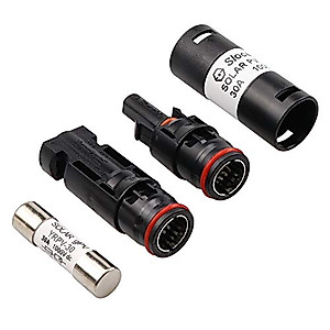 RKURCK 25 Amps Solar Fuse Holder, Male and Female Connector Waterproof PV in-Line Fuse Holder Connector for Solar Panel and Solar Controller 25A