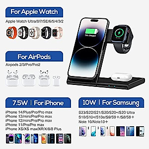 Wireless Charger, 3 in 1 Wireless Charging Station, Apple Watch Charger for iPhone 14/13/12/11/Pro/Max/XS/XR/X/8/Plus, for Apple Watch 8/Ultra/7/6/SE/5/4/3/2/AirPods 2/3/Pro/Pro2