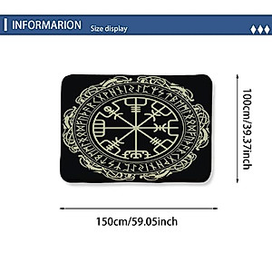 WHXM Area Rug 39x60in Magic Runic Compass Vegvisir in The Circle of Nordic Runes and Dragons Soft Flannel Microfiber Bathroom Carpet Non-Slip Floor Mat Bathtub Accessories LJN, White 0