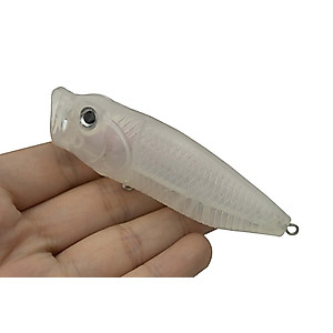 10PCS Unpainted Fishing Popperbait Blanks 8.3cm 11.6g with 6mm Free 3D Simulation Fishing Eye Popper Baits Artificial Blank Clear Hard Baits Trout Salmon Minnow Lure Crankbait Topwater Freshwater