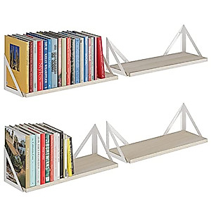 Wallniture Minori Floating Shelves for Wall Book Shelves Living Room Storage Shelves for Bathroom, Bedroom, Kitchen Natural Wood Set of 4