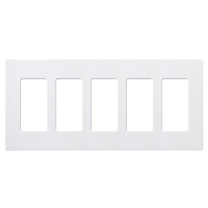 Lutron Claro 5 Gang Decorator/Rocker Wallplate, Gloss, White (1-Pack) | CW-5-WH