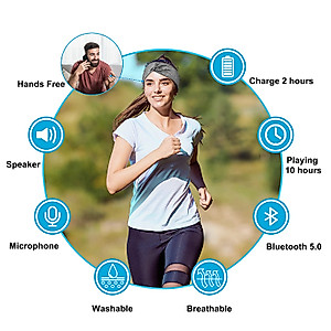 BULYPAZY Bluetooth Headband Headphones for Women, Wireless Headphones Headband with HD Speakers and Knotted/Twist Design for Yoga, Workout, Running, Sports, Gift