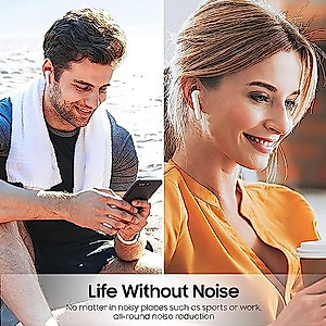 Wireless Earbuds Headphones Bluetooth 5.2 IPX7 Waterproof Noise Cancellation 25H Battery Headset Hi-Fi Stereo Sound with Charging Case Bluetooth Earphones with Mic for iPhone/Samsung