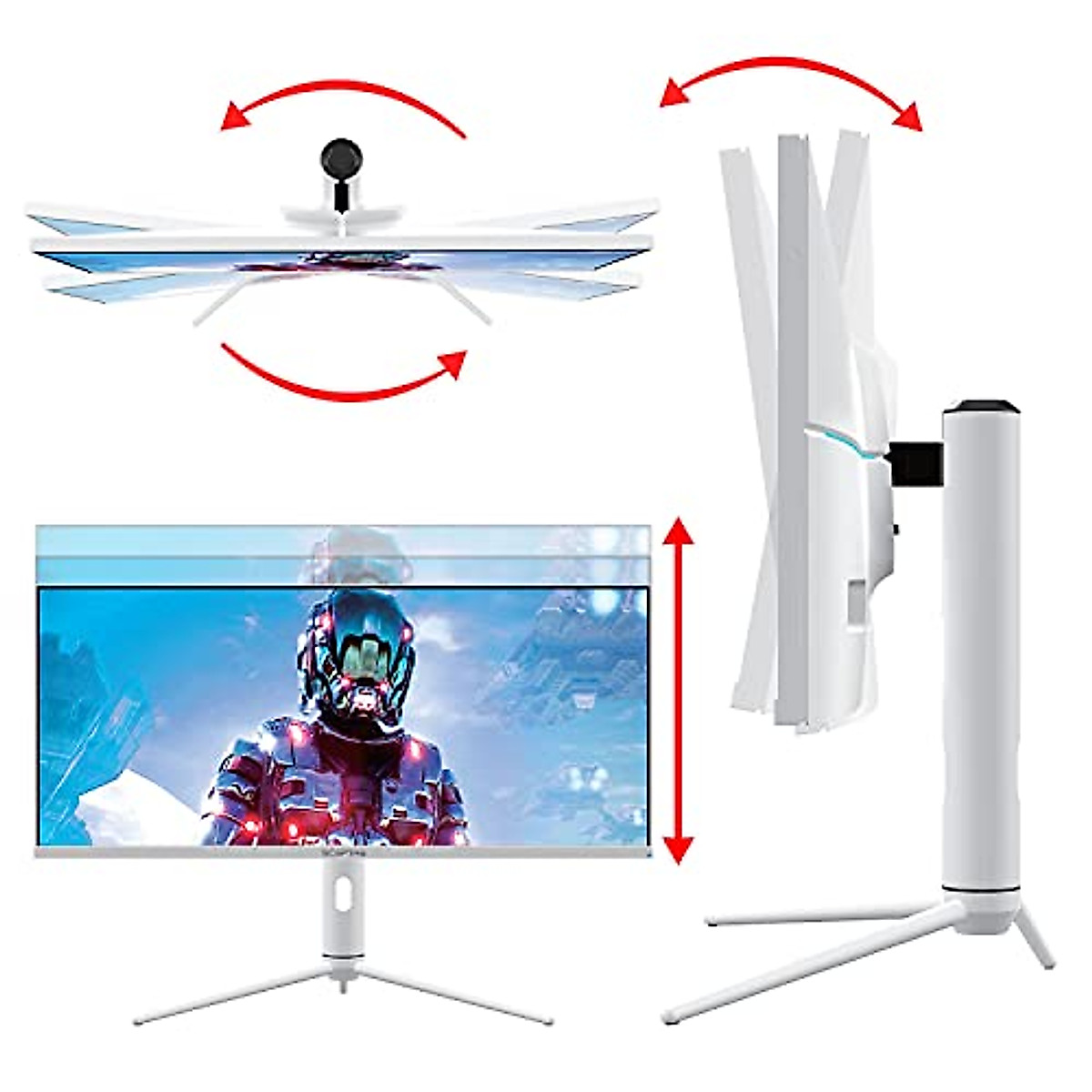 Sceptre IPS 34" White UltraWide Monitor 3440 x 1440p HDR400 1ms up to 144Hz 95% DCI-P3 PIP PBP DisplayPort HDMI USB-C Height Adjustable (E345B-QUN168W)