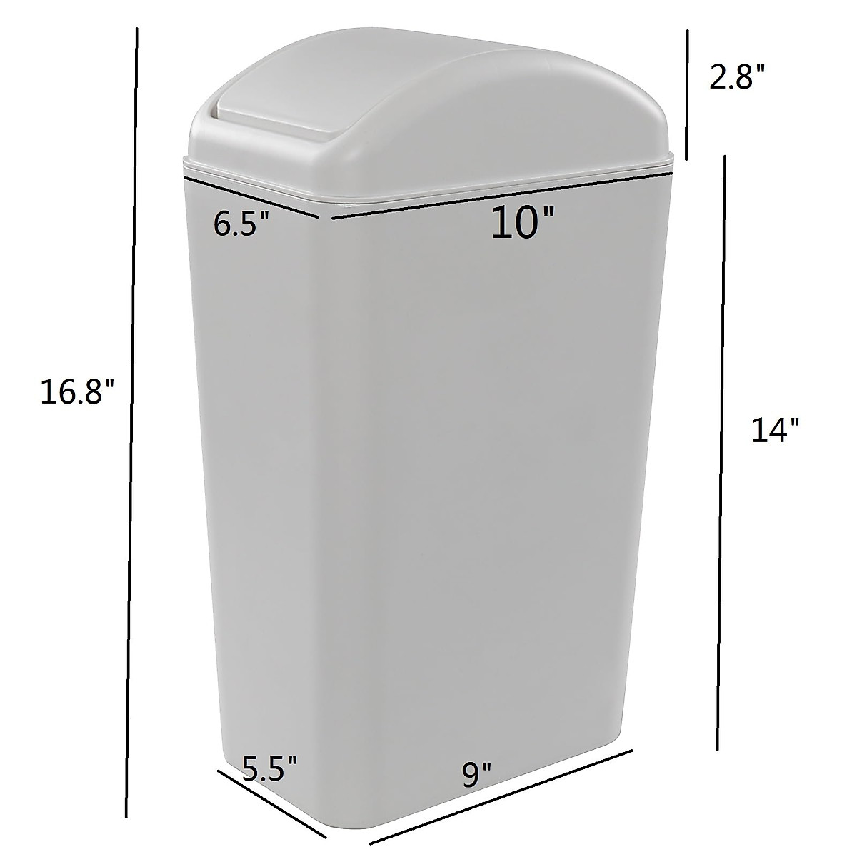 Obstnny 14L Slim Plastic Trash Can for Narrow Spaces at Home or Office, Kitchen, R